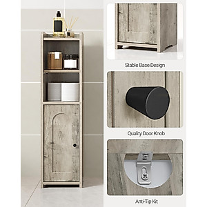 Hzuaneri Bathroom Storage Cabinet, Corner Floor Cabinet with Doors and Adjustable Shelf, Narrow Toilet Paper Cabinet, Bathroom Organizer for Small Spaces, Greige BC19705X