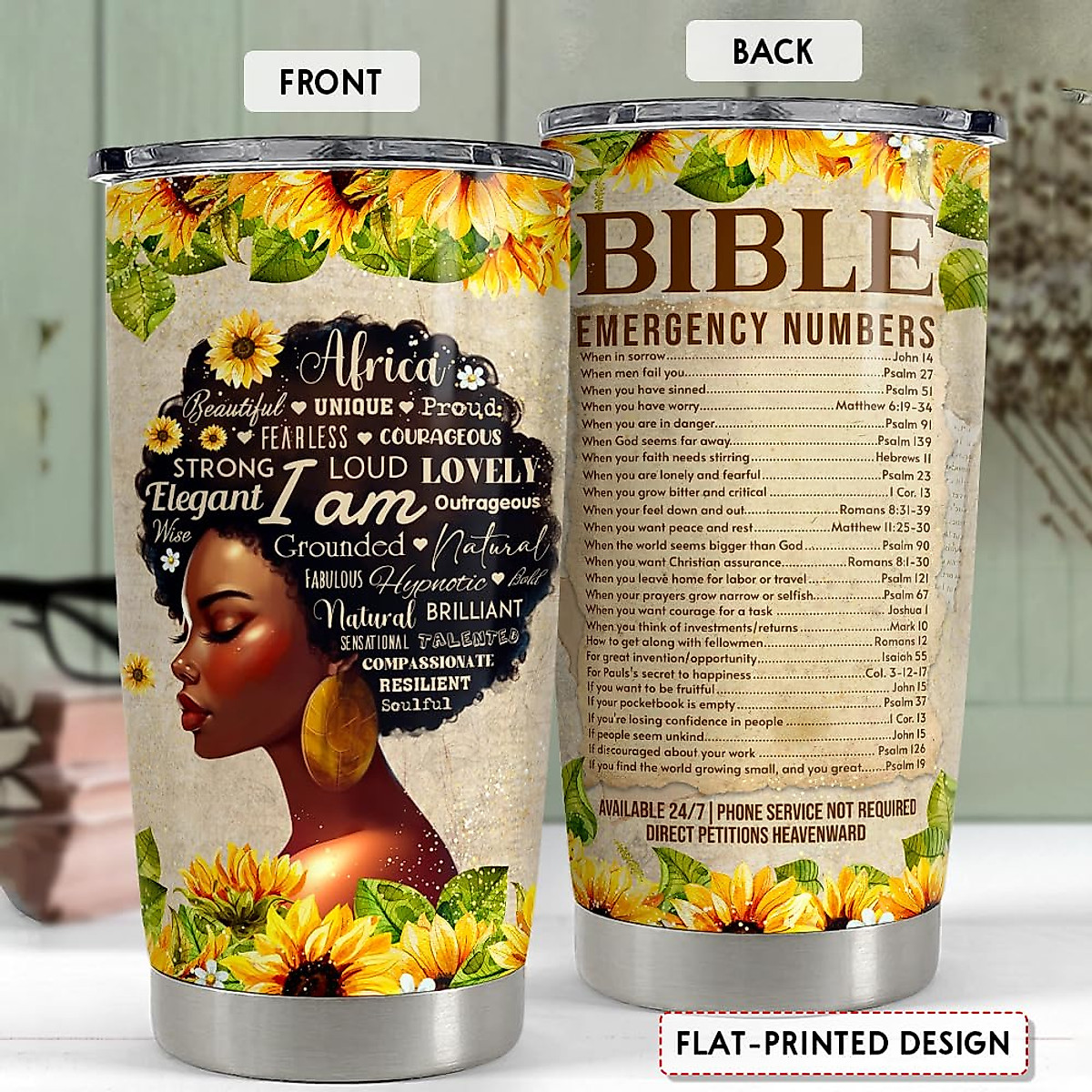 SANDJEST Christian Gift for Women Bible Tumbler 20oz Stainless Steel Insulated Tumblers Coffee Travel Mug Cup for Black Woman Religious Gifts for Birthday Christmas