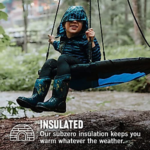 BOGS unisex child York Waterproof Rainboot Rain Boot, Solid Black, 2 Little Kid US