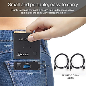 USB 3.0 Switch Selector, 2 in 1 Out USB Switcher for 2 Computers Share 1 USB Devices, Mouse, Keyboard, Scanner, Printer, Etc