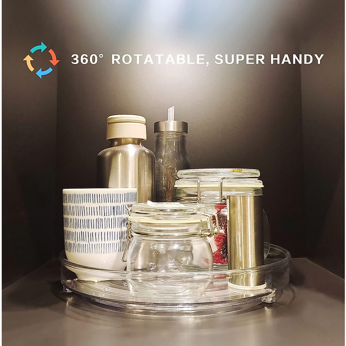 Lazy Susan Organizer Clear Lazy Susan Turntable for Cabinet Pantry Fridge Lazy Susan Spice Rack Plastic 2 Pack (9 inch & 10 inch)