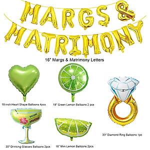 26PCS Margs and Matrimony Bachelorette Balloons - Lime Balloons and Diamond Ring Balloons for Margarita Party Decorations, Margarita Bachelorette Party Decor for Mexican Fiesta Bridal Shower