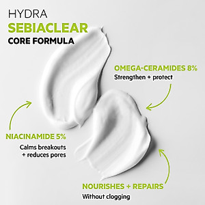 SVR Sebiaclear Moisturizing Face Cream with Niacinamide, Hyaluronic Acid and Ceramides, Soothing Moisturizer for 48h of Hydration, Reduces the appearance of marks. For Oily Sensitive Skin, 1.4 oz.