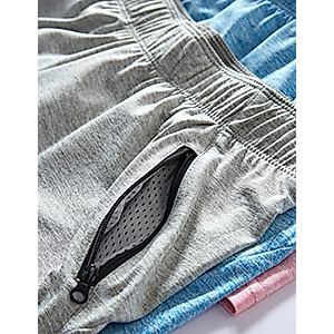 5 Pack: Womens Workout Gym Shorts Casual Lounge Set, Ladies Active Athletic Apparel with Zipper Pockets (Set 1, Large)