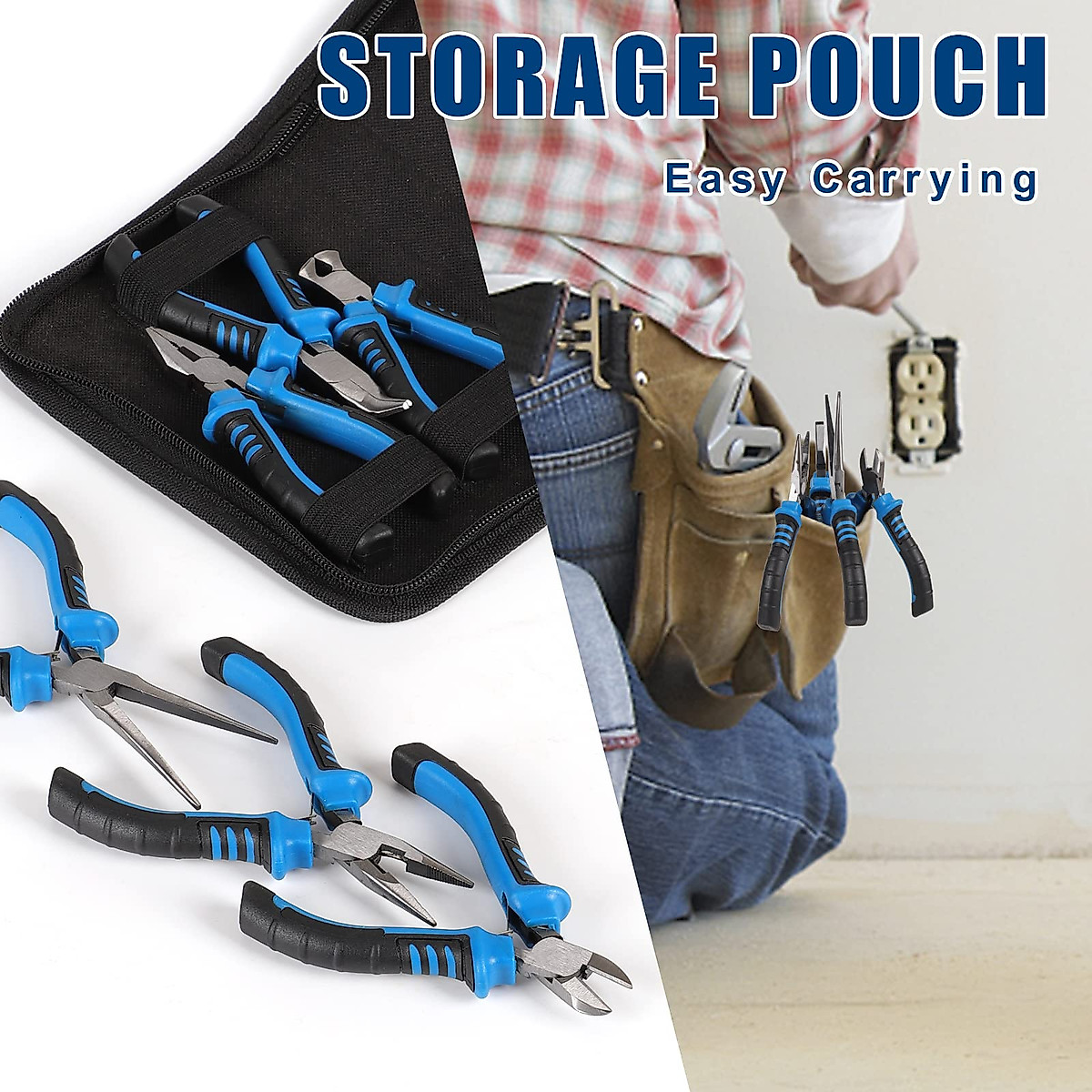 COMOWARE 6 Pcs Mini Pliers Set, Multi-function Pliers Tool Set, Mini Needle Nose Pliers, Linesman Pliers, Long Nose Pliers, Bent Nose Pliers, Diagonal Pliers, End Cutting Pliers, for Electronic Repair