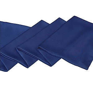 Allegra K Skinny Silky Solid Color Long Scarves Waistband Neck Wraps for Women Navy Blue 1