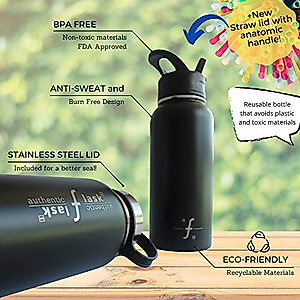 Authentic Flask 32oz Double Vacuum Insulated Water Bottle Wide Mouth w/Stainless Steel and Straw Lids, Reusable and Modern Hydro Thermo 24hs Cold 12hs Hot (BLUE BERRY)