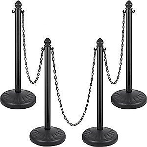 VEVOR Plastic Stanchion, 4pcs Chain Stanchion, Outdoor Stanchion w/ 4 x 39.5in Long Chains, PE Plastic Crowd Control Barrier for Warning/Crowd Control at Restaurant, Supermarket, Exhibition, City Mall