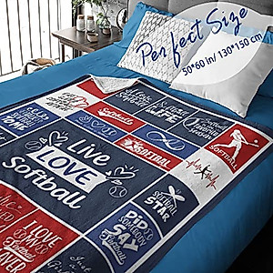 RFHBP Softball Gifts, Softball Gifts for Girls, Softball Blanket 60"×50", Girls Softball Gifts, Softball Blankets for Girls, Softball Gifts for Birthday, Teenager, Women, Mom, Softball Player,