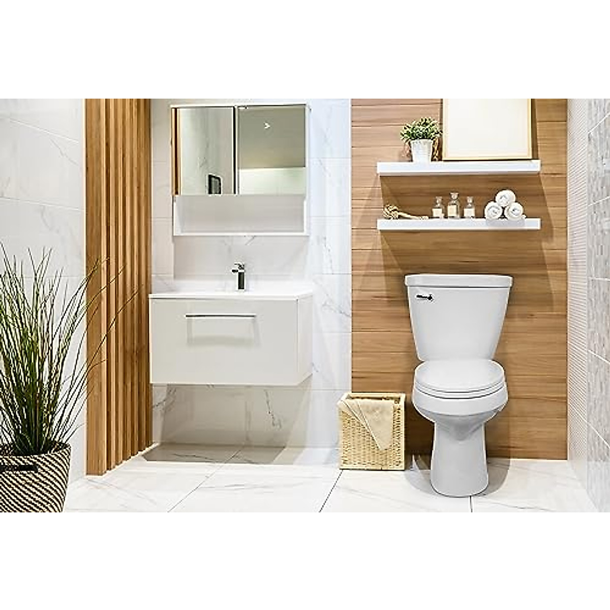 Centoco 1700SC-001 Luxury Plastic Elongated Toilet Seat with Slow Close, White