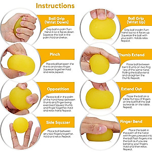 FMELAH 3 Resistance Levels Physical Therapy Hand Exercise Ball Stress Relief Balls Set Squeeze Balls Kits for Hand Finger Wrist Muscles Arthritis Hand Grip Strength Trainer