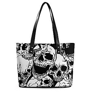 Womens Handbag Skulls Leather Tote Bag Top Handle Satchel Bags For Lady