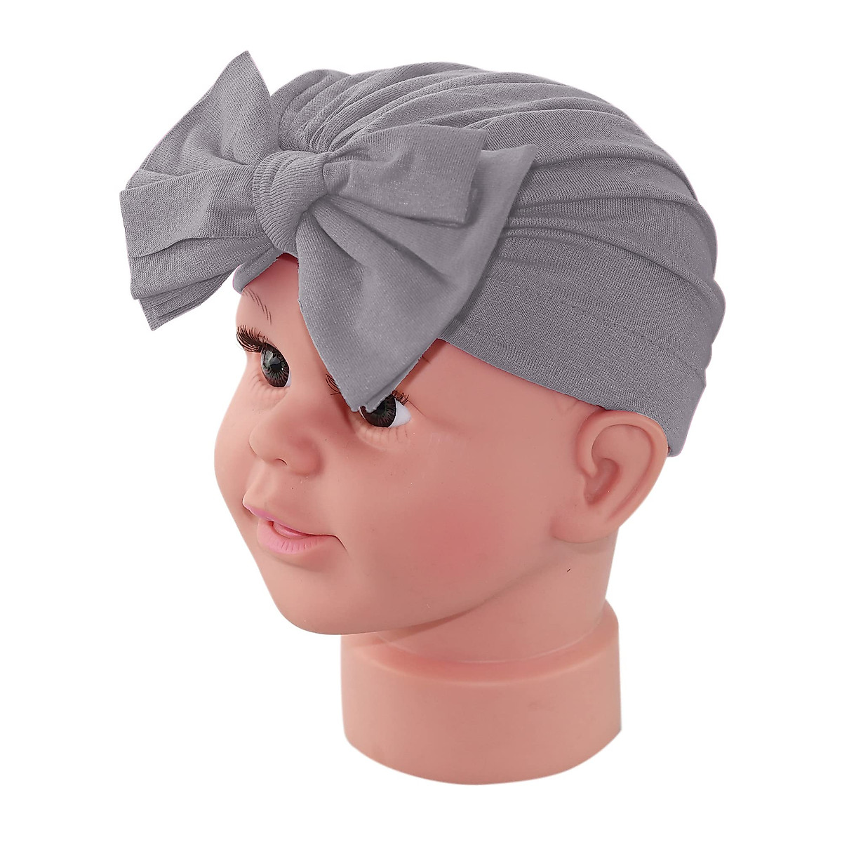 Bestjybt 6 Pcs Baby Turban Knot Hats Infant Toddler Hospital Hat Cotton Head Wrap (Big Bow) Multicolor