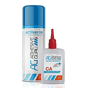 Adhesive Guru CA Glue with Activator Woodworking (1.7 oz - 6.76 fl oz) Ca Glue for Woodworking, Cyanoacrylate Glue and Activator