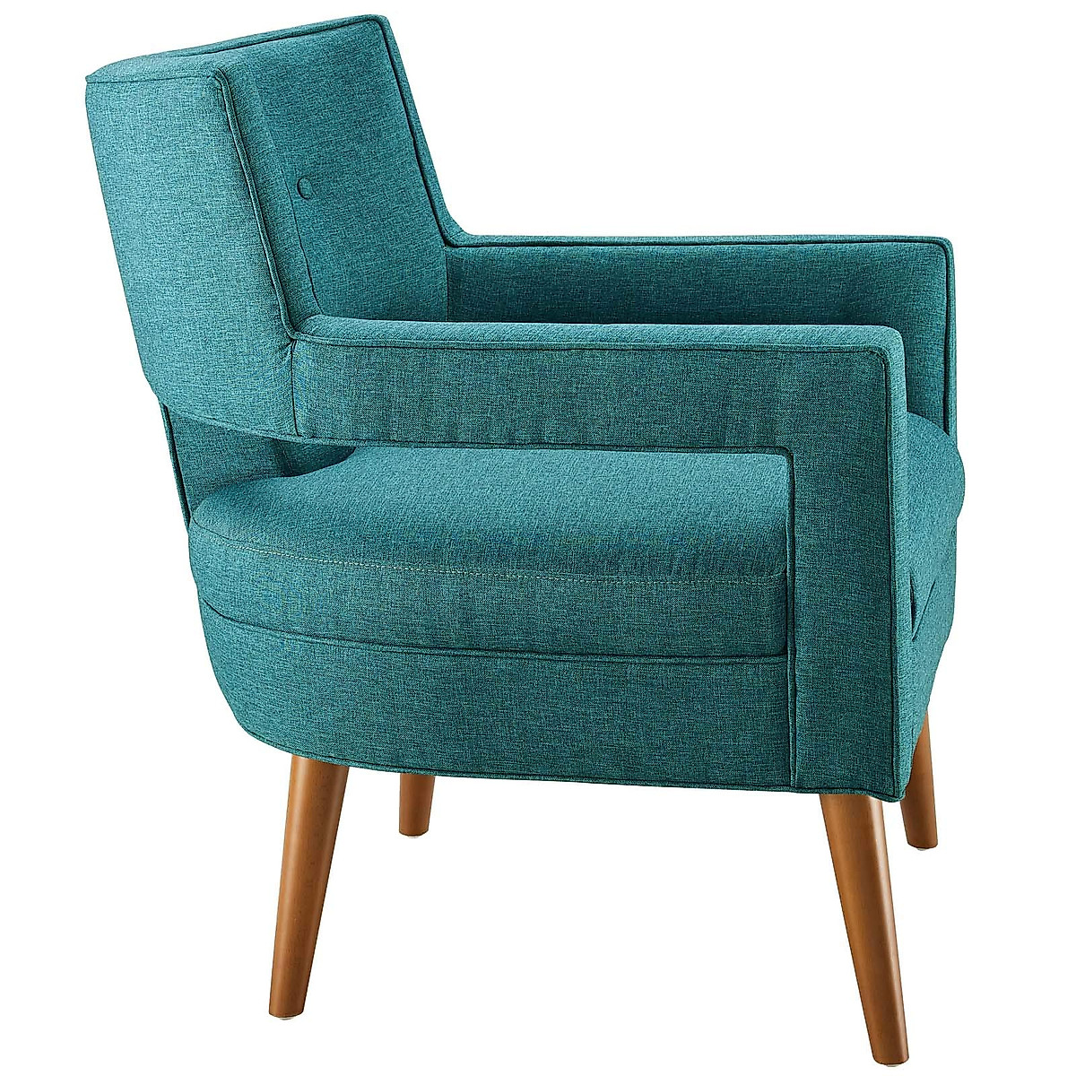 Modway Sheer Upholstered Fabric Mid-Century Modern Accent Lounge Arm Chair in Teal