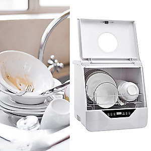 Portable Dishwasher Countertop, Mini Dishwasher with 6L Built in Water Tank,360° Dual Spray,Automatic Leak Proof for Small Apartments Dorms Offices RV 800W(US Plug)