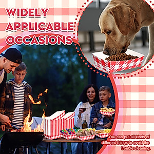 200 Pieces 2 lb Gingham Party Paper Food Trays Red Checkered Party Supplies Nacho Food Tray Snack Candy Holder Trays Disposable Serving Trays for Carnival Gingham Party Decorations Food Holder Trays