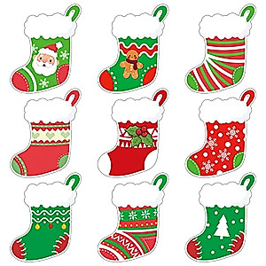 45 Pcs Christmas Stocking Cutouts Xmas Cut-Outs for Winter Bulletin Board Classroom Office Christmas Party Decorations