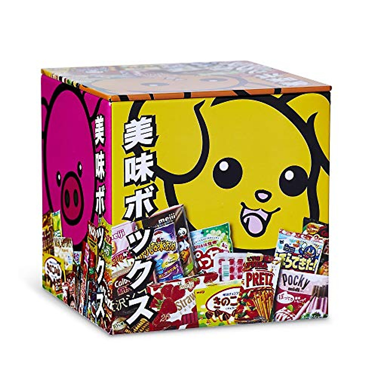 Dagashi Japanese Anime Otaku Snacks Tin Storage Box - 4x4-Inch Metal Novelty Stash Container With Pop Top Lid - Decorative Organizer Holder Cube Canister