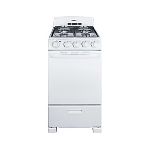 Summit 20” Gas Range, 4 Burners, Full 2.3 cu.ft Oven - (ADA Compliant) - RG200WS