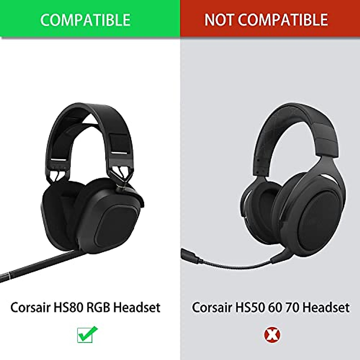 VEKEFF HS80 Earpads - Replacement Ear Cushion Pads Compatible with Corsair HS80 RGB Wireless Headphone (Fabric Mesh Gray)