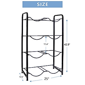 MONKEMON 5 Gallon Water Bottle Holder, Carbon Steel, 4-Tier Storage Rack, Heavy Duty, 8 Bottles, Black