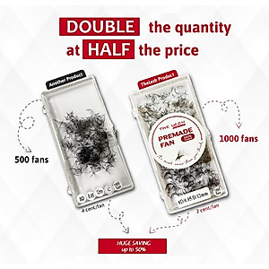 THE LASH SUPPLY 1000fans 3D 4D 5D 6D 7D 8D 10D 12D 14D Wispy Premade Fan Eyelashes, C/CC/D Curl, 8-20mm Length, 0.03/0.05/0.07 Thickness, Promade Loose Eyelash Extension Fans, Mixed Length Pack