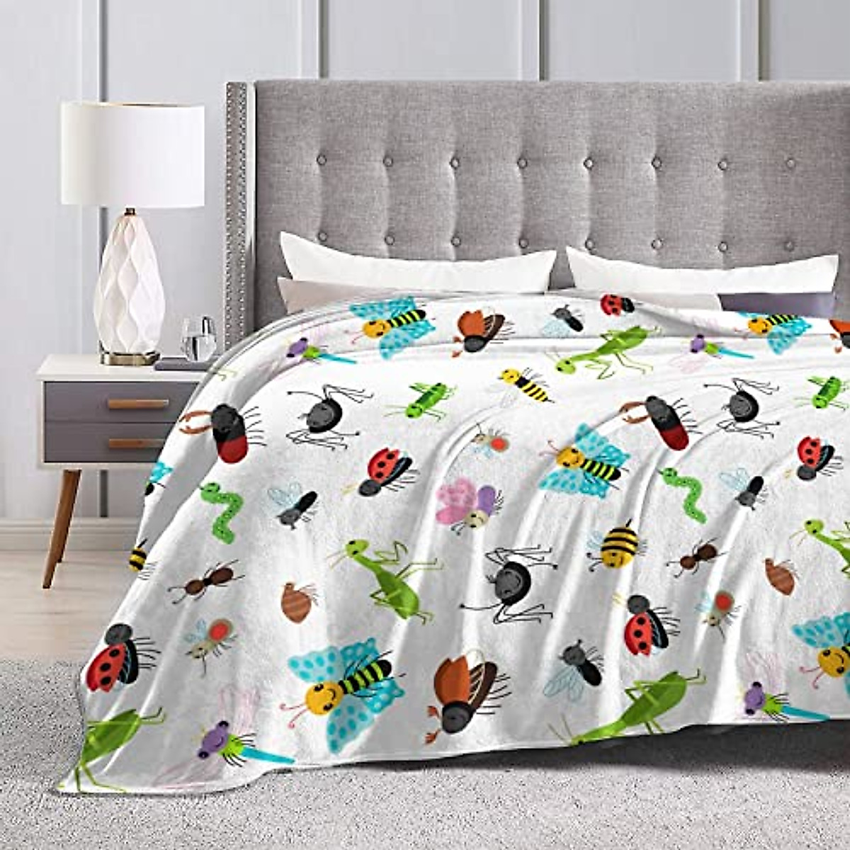Insects Blanket Air Conditioning Cute Blanket Soft, Animals Throw Blanket Flannel Funny Blanket(50"x40")