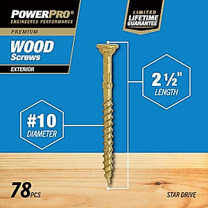Power Pro Premium Exterior Wood Screws (#10 x 2-1/2") - 1lb Box
