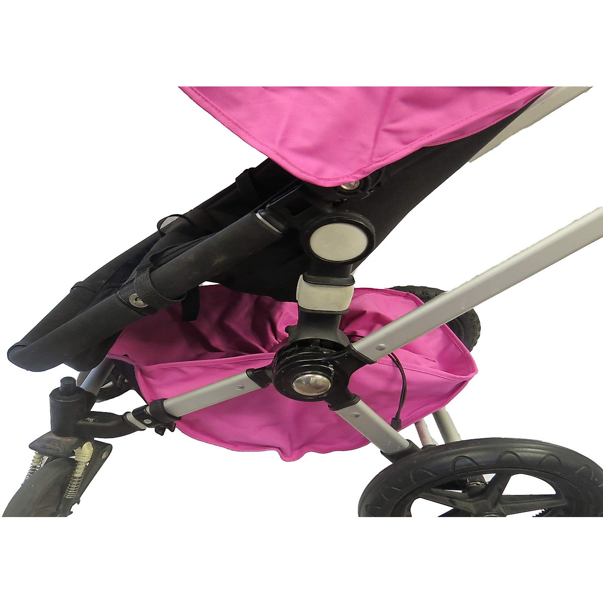 Pink Sun Shade Canopy and Large Under Seat Storage Basket Plus Free Handle Bar Covers for Bugaboo Cameleon 1, 2, 3, & Frog Baby Child Strollers