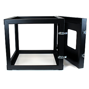 StarTech.com 4-Post 8U Hinged Wall-Mount Network Rack, 19" Open Frame Server Rack with 19.8in Mounting Depth, Wall Mount Swing Out Data Rack for IT / AV / Computer Equipment, TAA (RK819WALLOH)