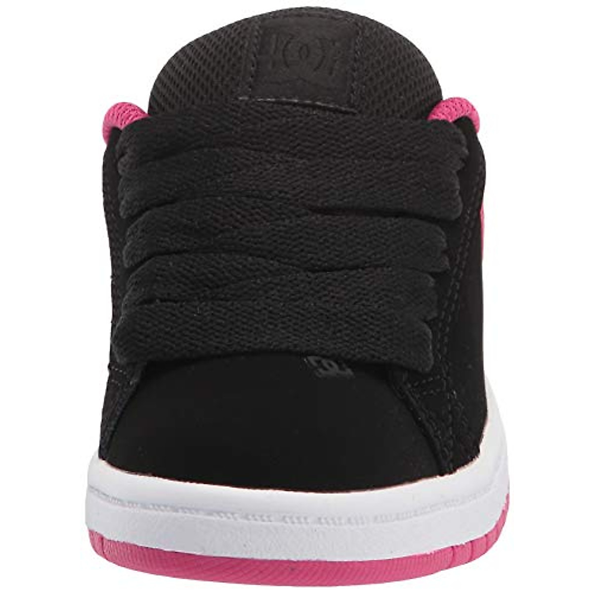 DC girls Court Graffik Skate Shoe, Black/Pink Stencil, 2 Little Kid US