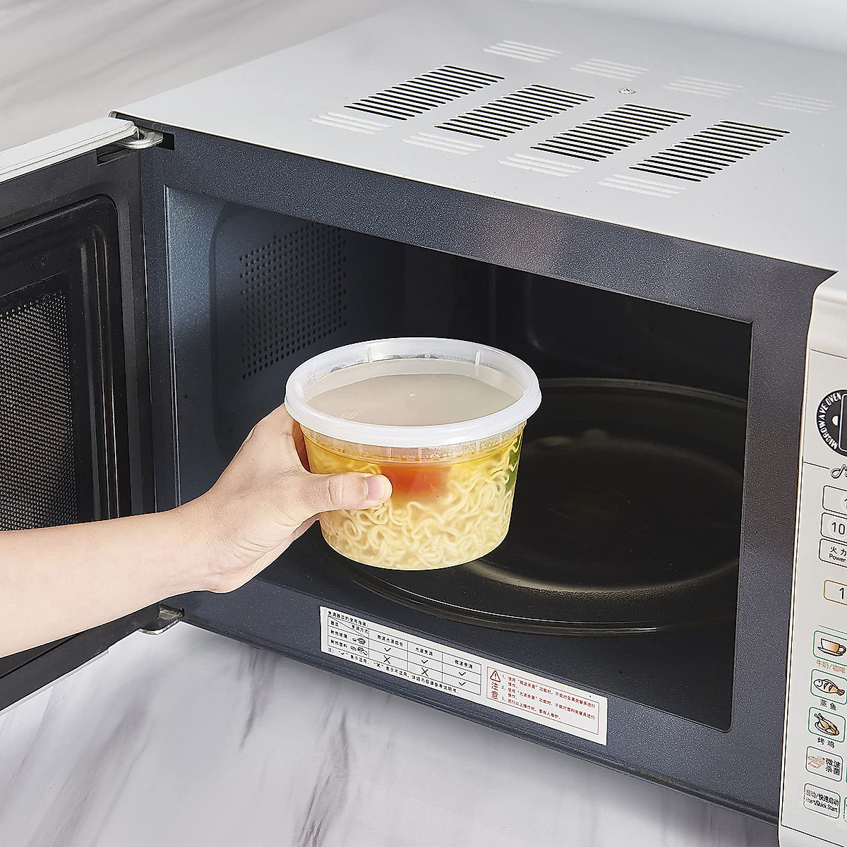 Jaluxing 16 oz. Plastic Deli Containers With Lids, 48 Sets - Leakproof, Stackable, BPA Free, Microwavable, Freezer Safe (Formerly FULING)