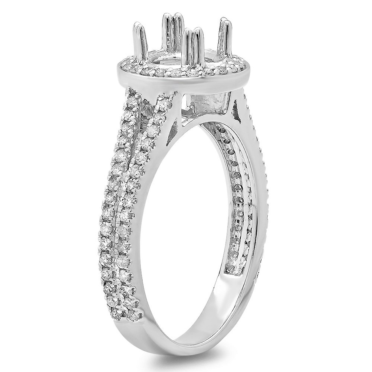 Dazzlingrock Collection 0.50 Carat (Cttw) 14K Round Diamond Women Semi Mount Ring 1/2 CT (No Center Stone), White Gold, Size 7