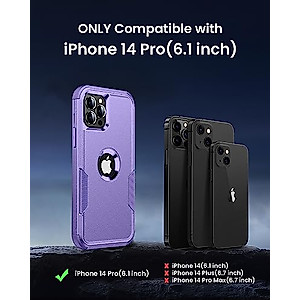 Scutum Designed for iPhone 14 Pro Case,[10 FT Military Grade Drop Protection] with [Screen Protector], 3 in 1 Non-Slip Heavy Duty Shockproof Phone Case,6.1 Inch, Purple