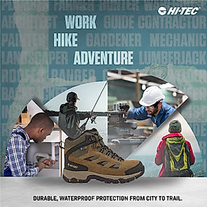 HI-TEC Yosemite WP Mid Waterproof Hiking Boots for Men, Lightweight Breathable Outdoor Trekking Shoes - Dark Green, 11 Medium