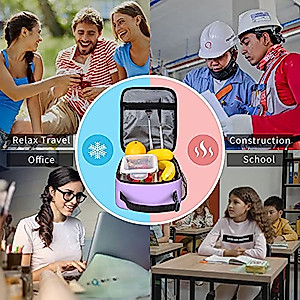 TEIKKIOP Lavender Purple Lunch Bag for School Office Washable Thermal Picnic Box for Kids Girls Women Adults Reusable Insulated Cooler Meal Pail