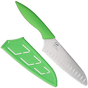 kai PRO My First Knife with Sheath 5.25", Serrated Kids Knife, Comfortable Contoured Handle, Serrated Blade for Non-Slip Cutting, Kids Cooking Knives