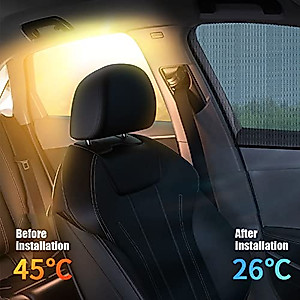 Yonput 2 PCS Breathable SUV Front Side Window Shades, Universal Car Side Window Sun Shade UV Protection and Cover, Car Curtain with Two Holes Anti-Exposure Mosquito Net (Black)