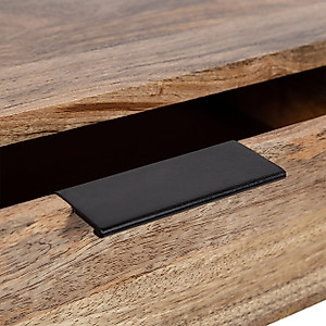 Kate and Laurel Malone Modern Wooden Side Table with Metal Shelf, 18 x 13 x 25, Natural Brown and Black, Transitional Wood Nightstand with Storage Shelf Below