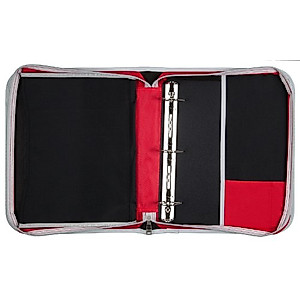 Mead 1-1/2Inch Zipper Binder, 3 Ring Binder, Heavy Duty, PRO Platinum, Red/Black (72860)