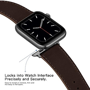 Marge Plus Compatible with Apple Watch Band Series SE 9 8 7 6 5 4 3 2 1 Ultra 49mm 45mm 41mm 44mm 40mm 42mm 38mm, Genuine Leather Replacement Band for iWatch, Leather Apple Watch Strap for Women &