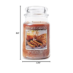 Village Candle Spiced Pumpkin Bread, Large Glass Apothecary, Jar Scented Candle, 21.25 oz