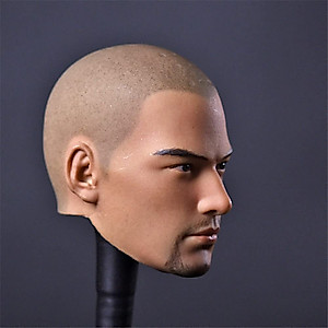 1/6 Scale Male Head Sculpt, Asian Male Bald Head Carved for 12'' Soldier Action Figure Body Doll Collection (Holy Monk Head Sculpture)
