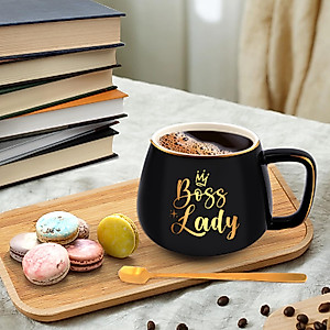 HULASO Boss Lady Gifts for Women, Christmas Gifts for Women with Candle and Dish, Boss Appreciation Gifts for Women Crown Coffee Cup, Birthday Gifts Best Boss Gifts for Women Boss Mug