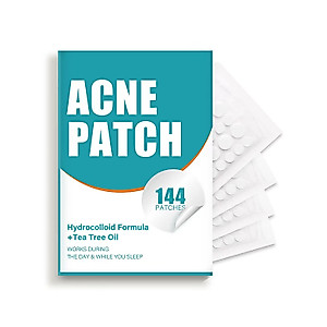 Pimple Patches for Face, Hydrocolloid Acne Patches with Tea Tree Oil for Spot Treatment, Zit Patch, Blemish Cover, Two Sizes, Vegan, Cruelty Free (144 Count (Pack of 1))
