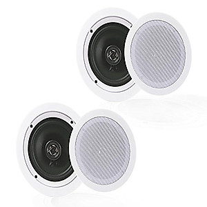 Pyle Pair 5.25” Flush Mount in-Wall in-Ceiling 2-Way Home Speaker System Spring Loaded Quick Connections Dual Polypropylene Cone Polymer Tweeter Stereo Sound 150 Watts (PDIC1651RD) White