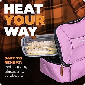 HOTLOGIC Mini XP Portable Electric Lunch Box Food Heater - Expandable Food Warmer Tote and Heated Lunchbox for Adults Work/Car/Home - Easily Cook, Reheat, and Keep Your Food Warm - PINK - 120V
