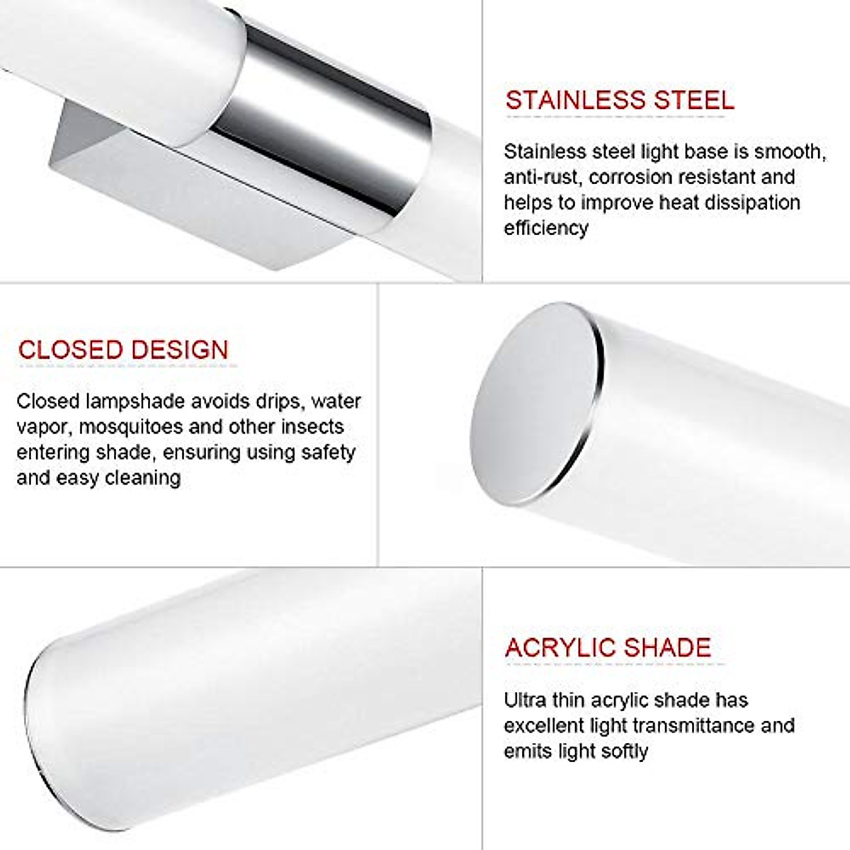 LED Modern Bathroom Vanity Wall Light, Mirror Lighting Fixture Indoor Wall Lamp for Closet, Cabinet, Makeup Mirror(Cool White)