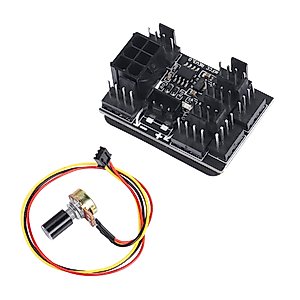 SinLoon 3 Pin 4 Pin Fan Adapter PWM PC Chassis Cooling Fan Hub，Chassis Fan Pressure Regulating Governor，8 Way Splitter 12V Speed Controller with 6 Pin Power Port（8 Way with Cable Black ）